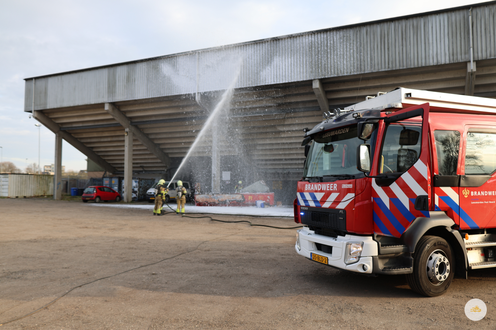 Bouwcontainer vat vlam bij oude Cambuur stadion